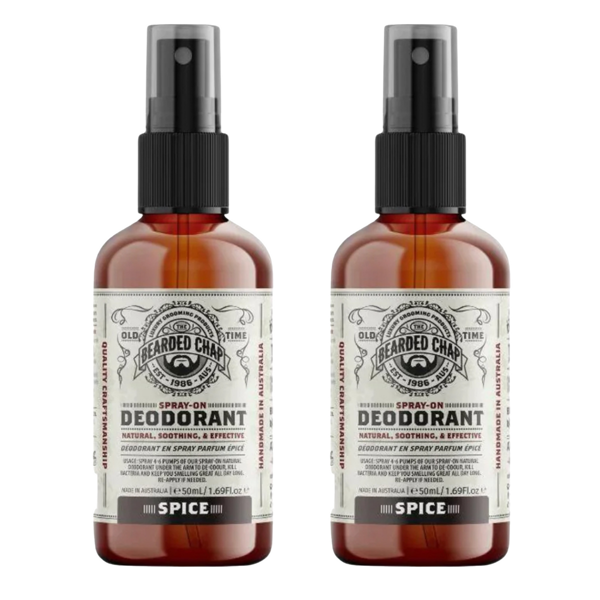 The Bearded Chap Spice Spray-On Deodorant Duo – Tommy Gun's Australia